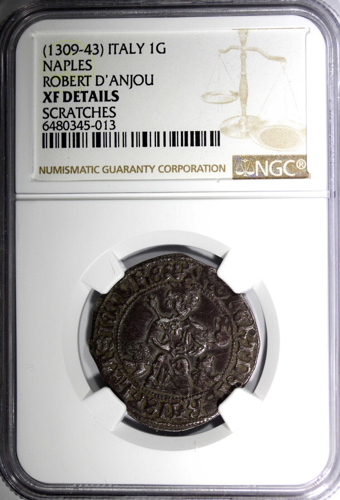 ITALY Naples Robert D'anjou Silver (1309-43) 1 Gigliato NGC XF DETAILS (13) | MA-Shops
