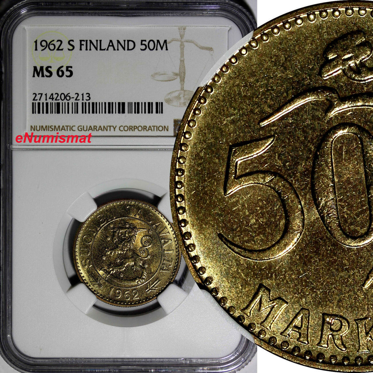 50 Markkaa Finland 1962 S NGC MS65 Better Date Mint-405,000 LAST YEAR ...