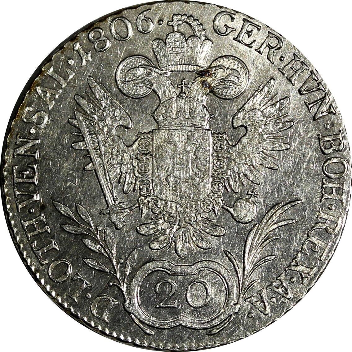 20 Kreuzer Austria Franz II Silver 1806 G aUNC KM#2140 (20 747) | MA-Shops