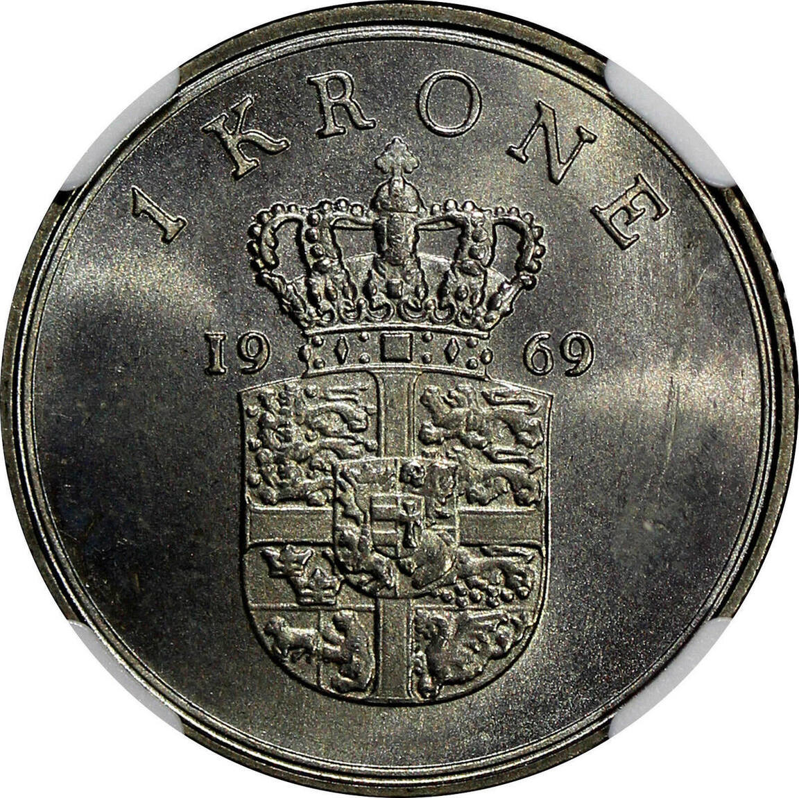 1 Krone Denmark Frederik IX 1969 CS NGC MS65 GEM BU COIN KM# 851.1 (058 ...