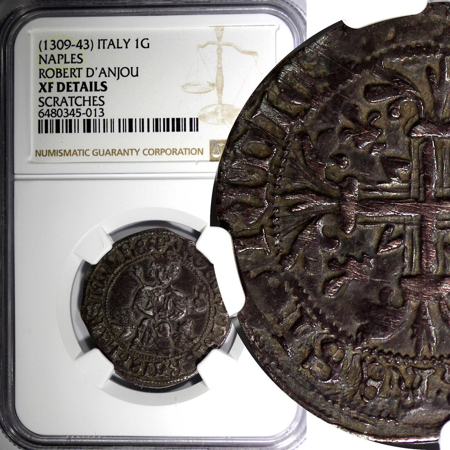 ITALY Naples Robert D'anjou Silver (1309-43) 1 Gigliato NGC XF DETAILS (13) | MA-Shops
