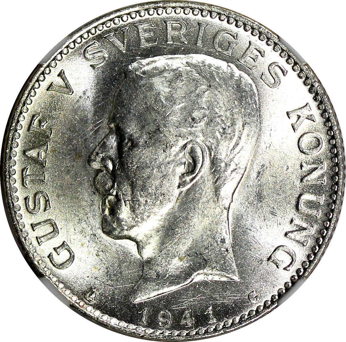 1 Krona SWEDEN Gustaf V Silver 1941 G NGC MS63 NICE BU KM# 786.2 (44) | MA-Shops