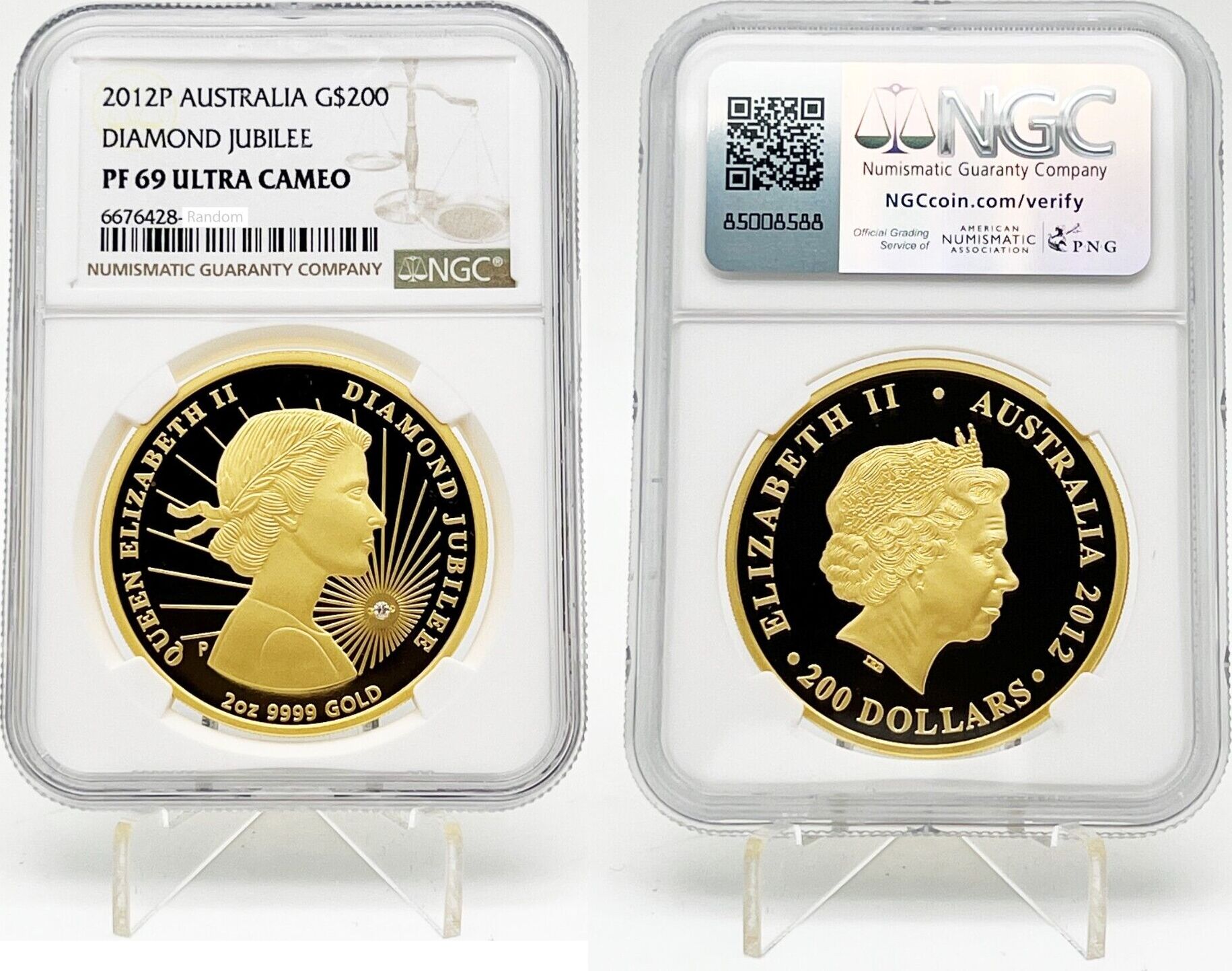 World Coins 2012 Australia 200$ Queen Elizabeth II Diamond Jubilee 2 oz ...