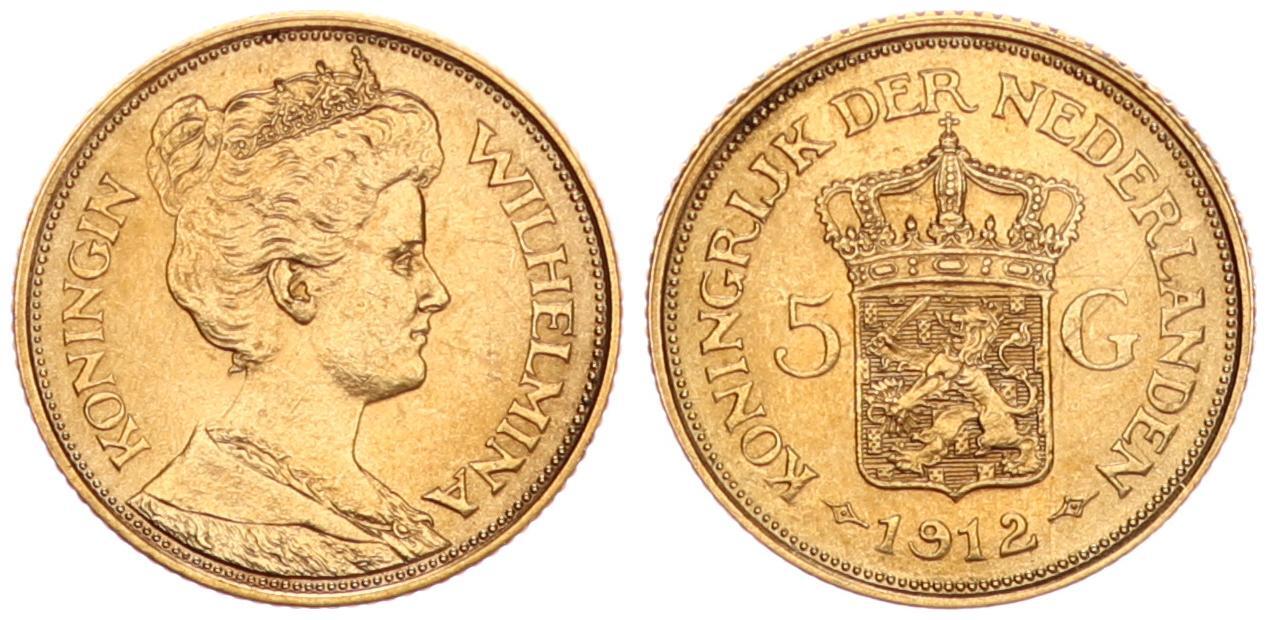 Niederlande 5 Gulden 1912 Wilhelmina EF | MA-Shops