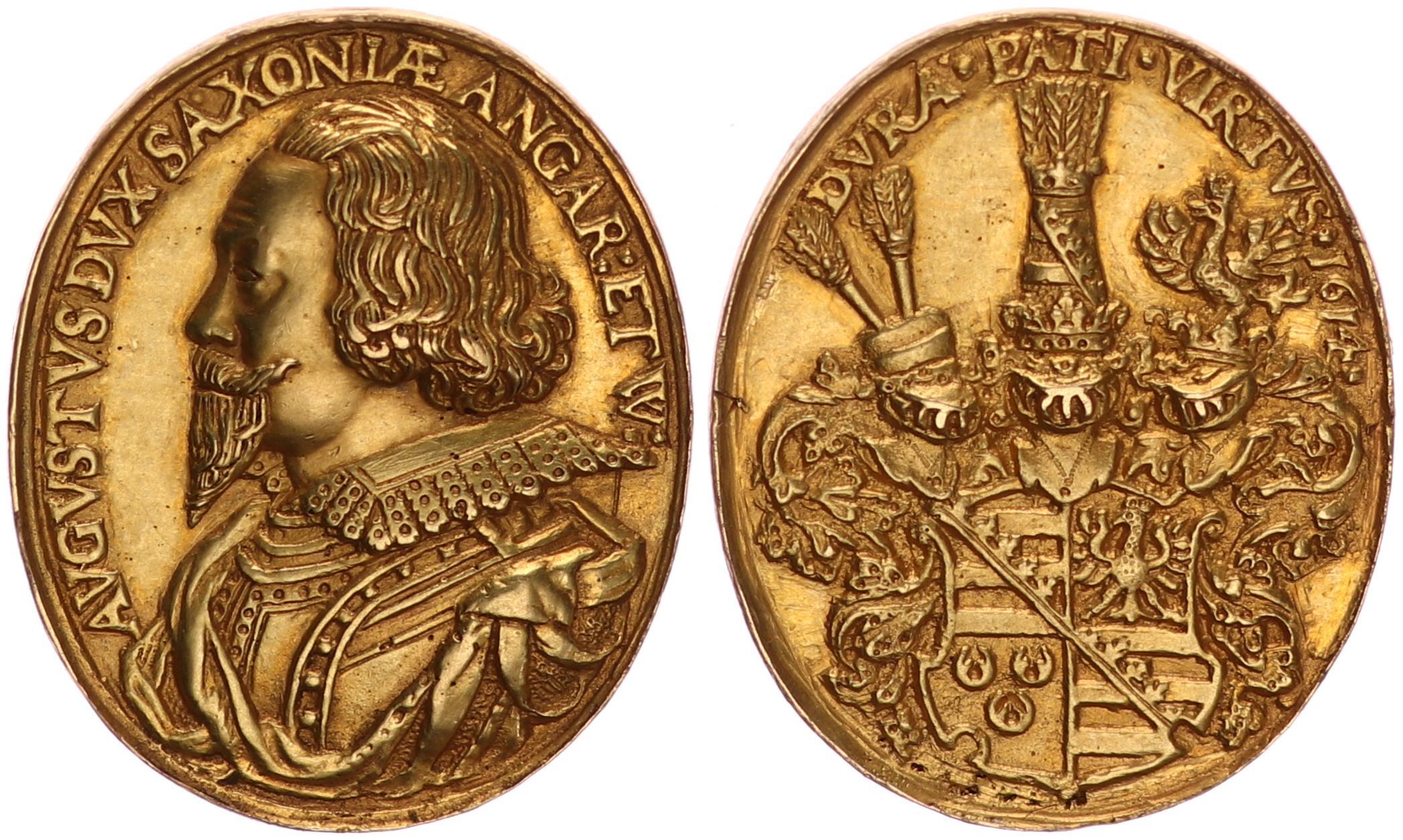 Sachsen-Lauenburg Goldgussmedaille, Gnadenpfennig 1614 EF mit schöner Goldtönung ...