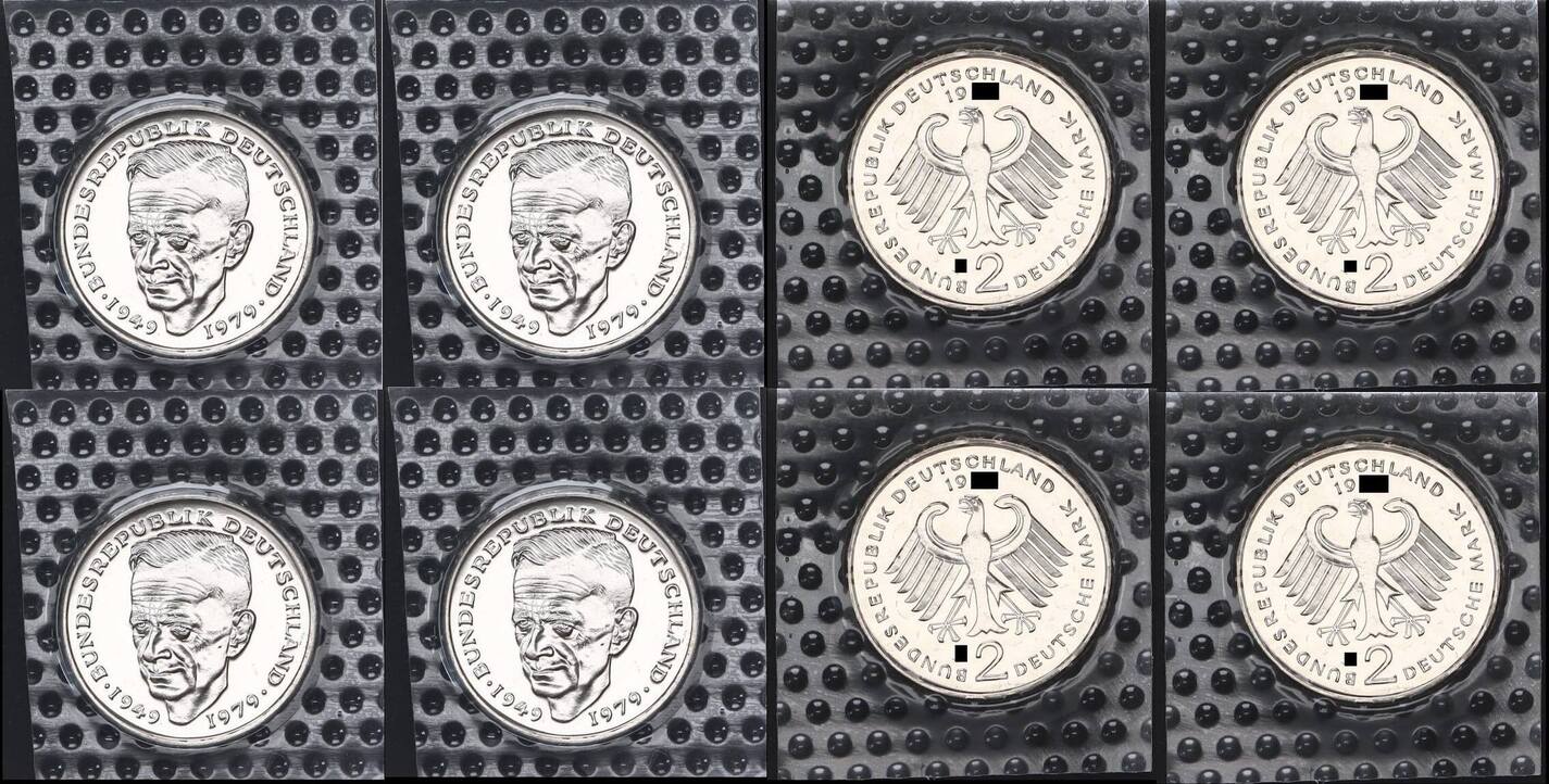 Deutschland 2 DM 1979 DFGJ J.424 Schumacher komplett 4 Münzen BU in ...