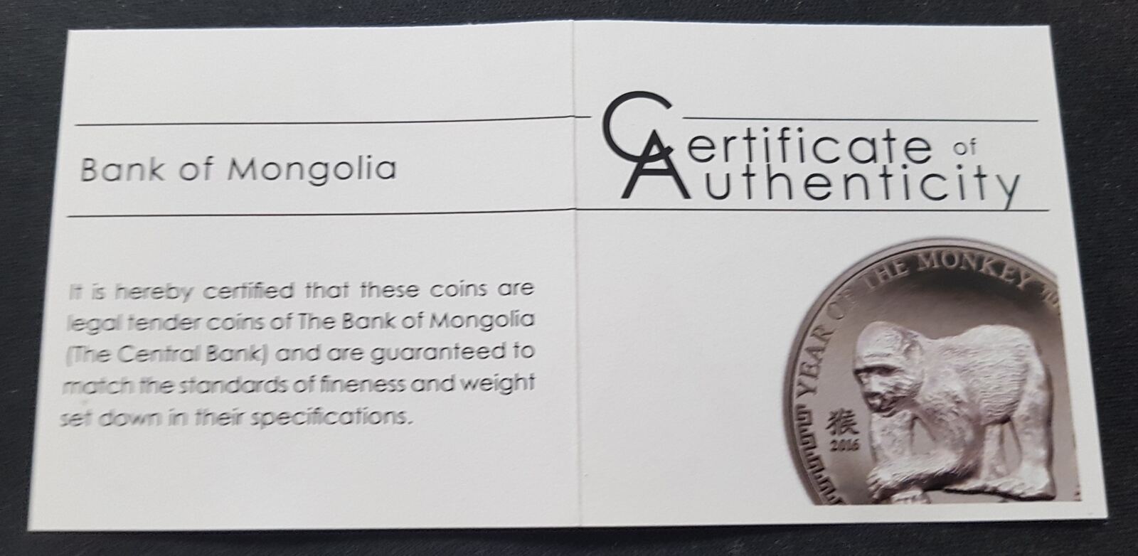 Mongolei 500 Togrog 2016 Year of the Monkey Proof | MA-Shops