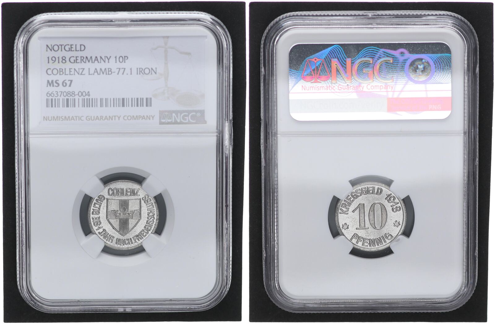 Deutschland 1918 Coblenz 10 Pfennig NGC MS 67 | MA-Shops