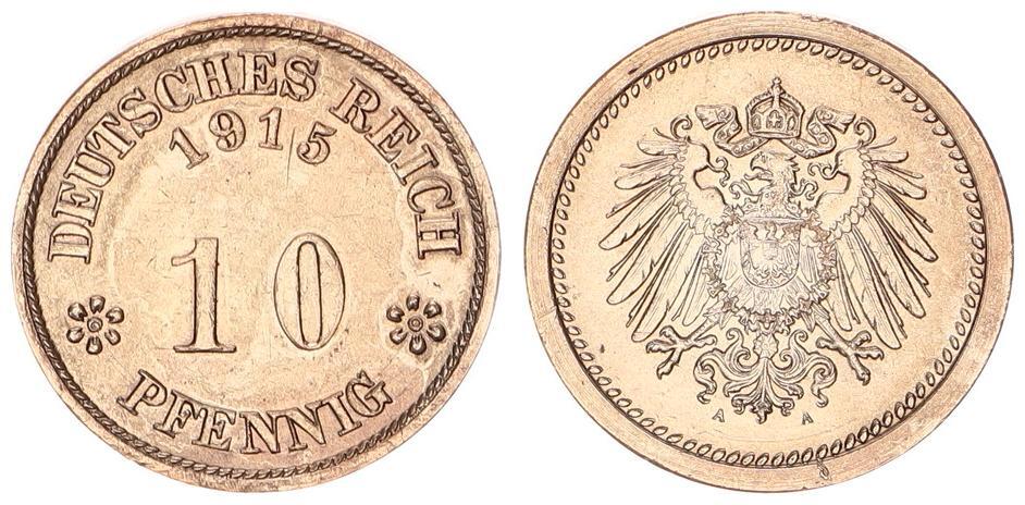 Deutschland / Kaiserreich 10 Pfennig 1915 A sehr seltene Probe zu J.13 ...