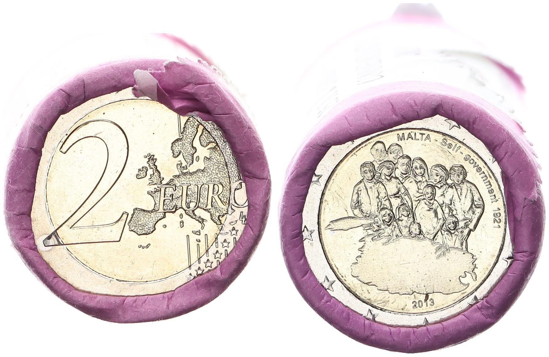 Malta 2 Euro Originalrolle 2013 Rolle mit 25 Münzen Selbstverwaltung ...
