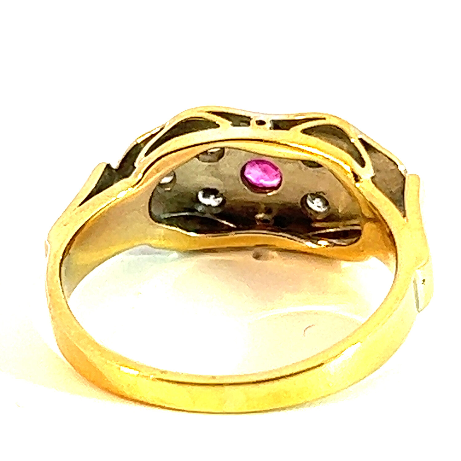 585 Gold Ring mit Rubin und Diamanten 6,17g Ringgröße 60 Sehr gut ...