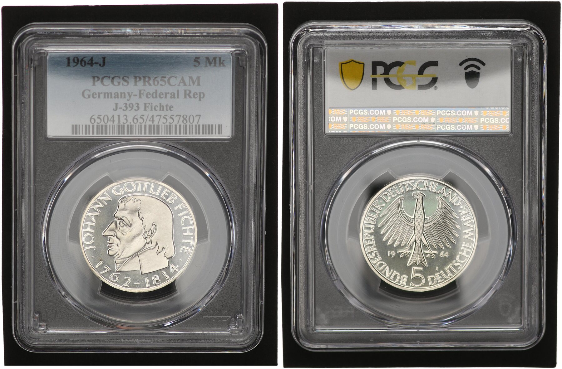 Germany-Federal Rep 5 Mark 1964 J Johann Gottlieb Fichte PCGS ...