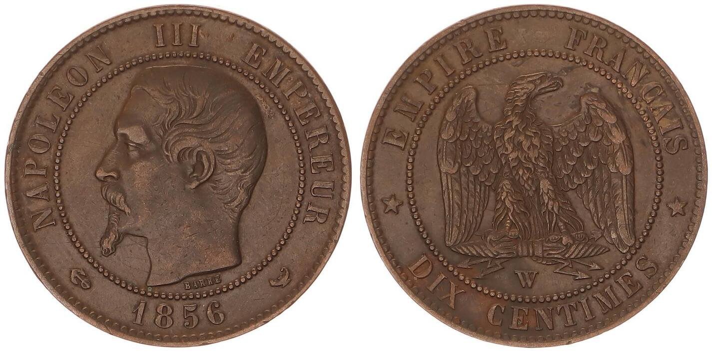 Frankreich 10 Centimes 1856 W Napoleon III. aEF | MA-Shops
