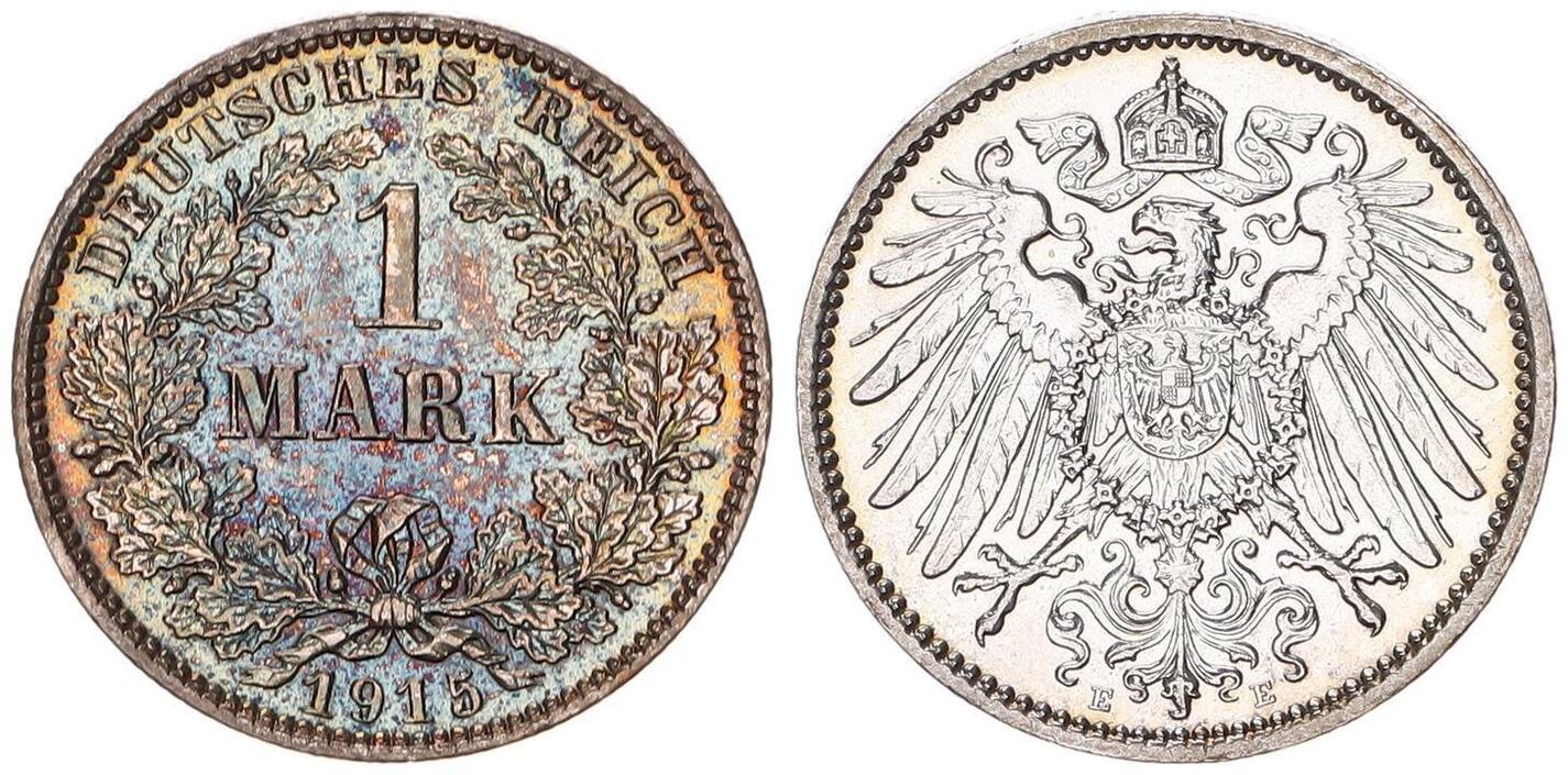 Deutsches Kaiserreich 1 Mark 1915 E 1 Reichsmark * UNC-,Patina | MA-Shops