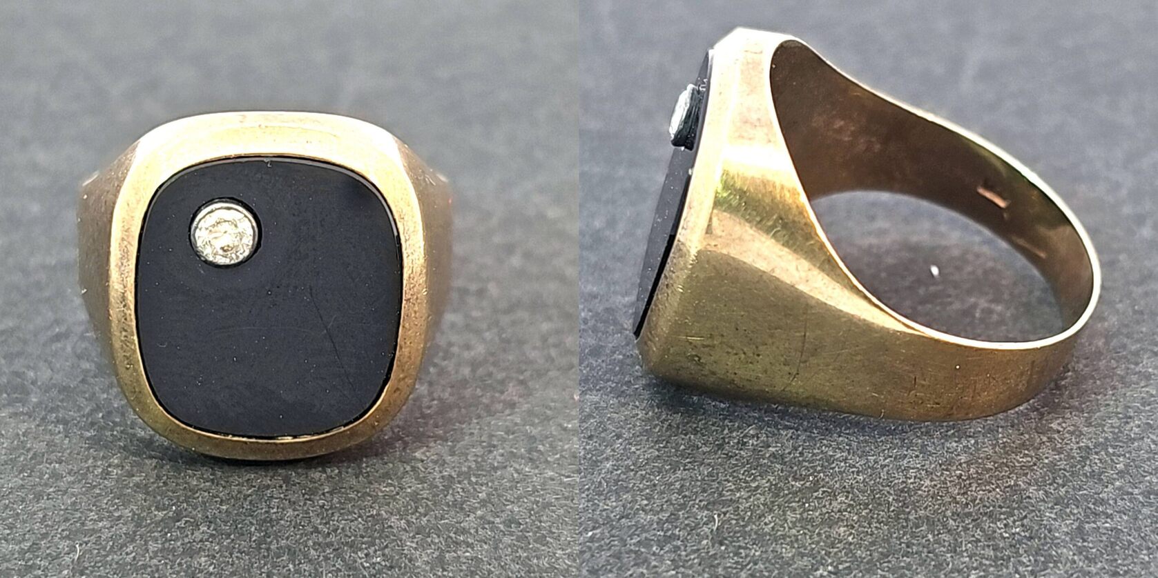 333 Gold Ring mit Onyx Lagenstein & Zirkon, 4,9g, Ringgröße 63 Sehr gut ...
