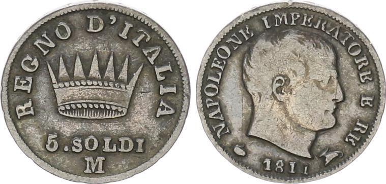 1811 M Italien 5 Soldi M, Mailand 1811 Napoléon VF | MA-Shops