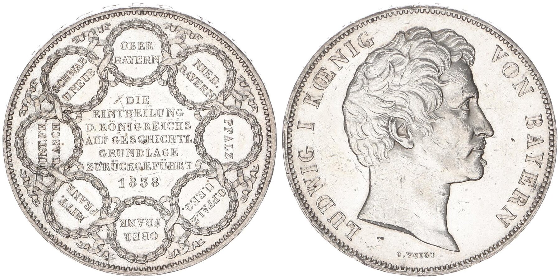 Bayern - Altdeutschland 2 Taler - Doppelter Geschichtstaler 1838 ...