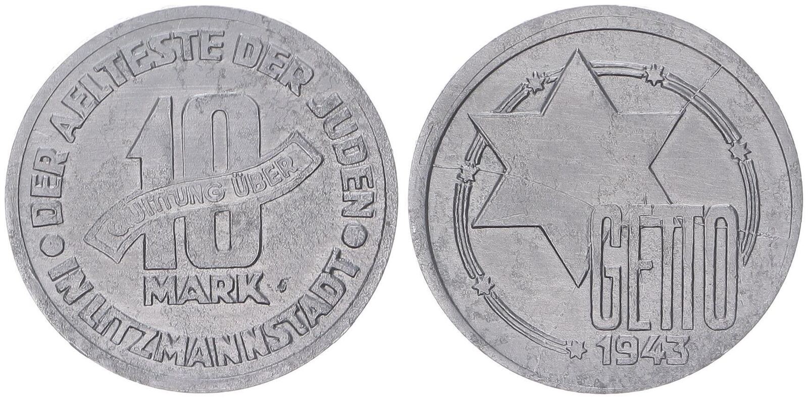 Deutschland / Polen / Getto Litzmannstadt 10 Mark (mit Echtheitszertifikat und Fachbuch ) 1943 ...