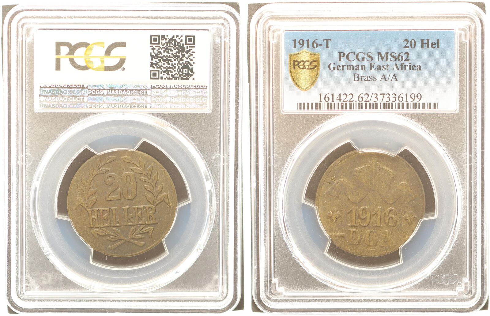 Deutsch-Ostafrka 20 Heller 1916-T DOA J.724 b Messing PCGS MS62 vz+ | MA-Shops