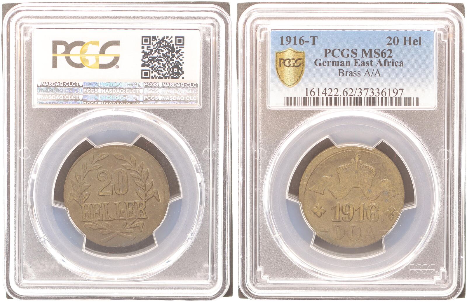Deutsch-Ostafrika 20 Heller 1916-T DOA J.724 b Messing PCGS MS62 vz+ | MA-Shops