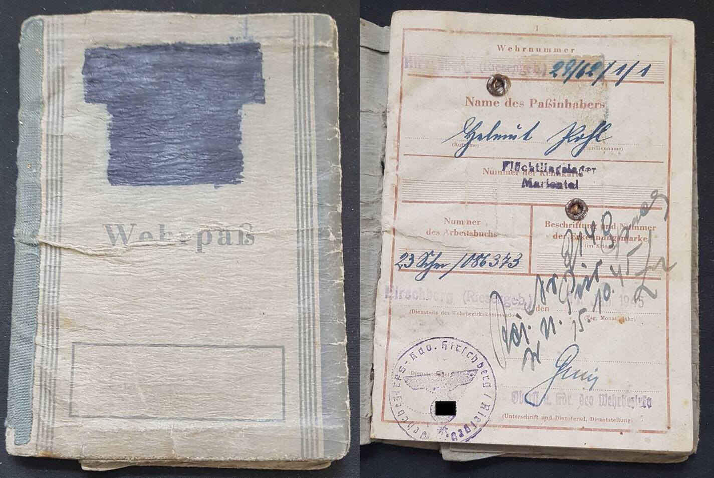 3. Reich 1945 Wehrpass guter Zustand | MA-Shops