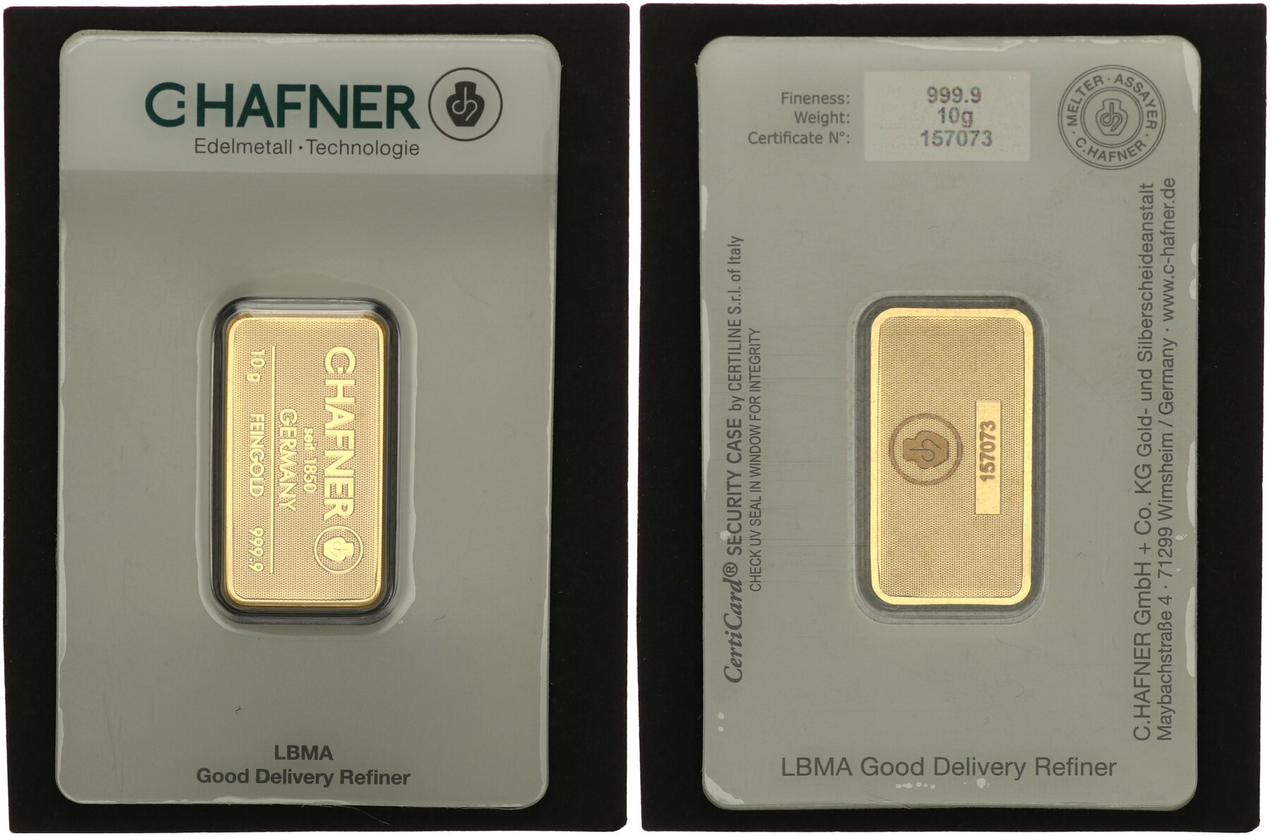 Deutschland - C. Hafner 10 g Gold Goldbarren 10 Gramm Feingold ...