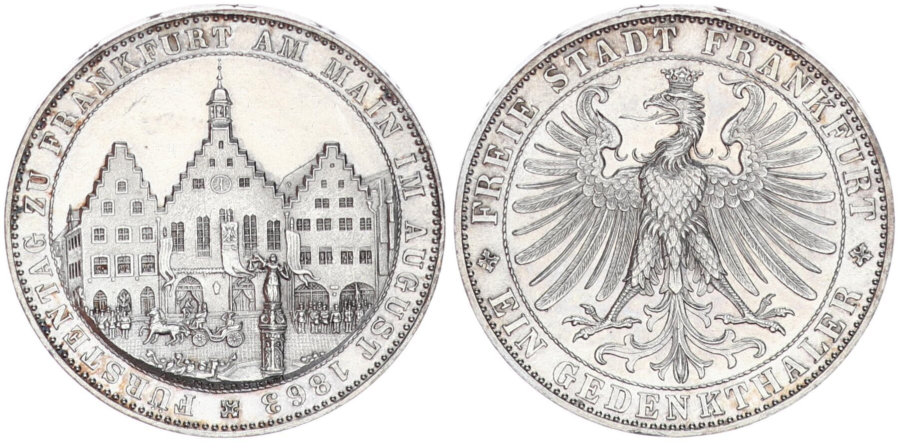 Freie Stadt Frankfurt - Altdeutschland 1 Taler Gedenktaler - Fürstentag ...