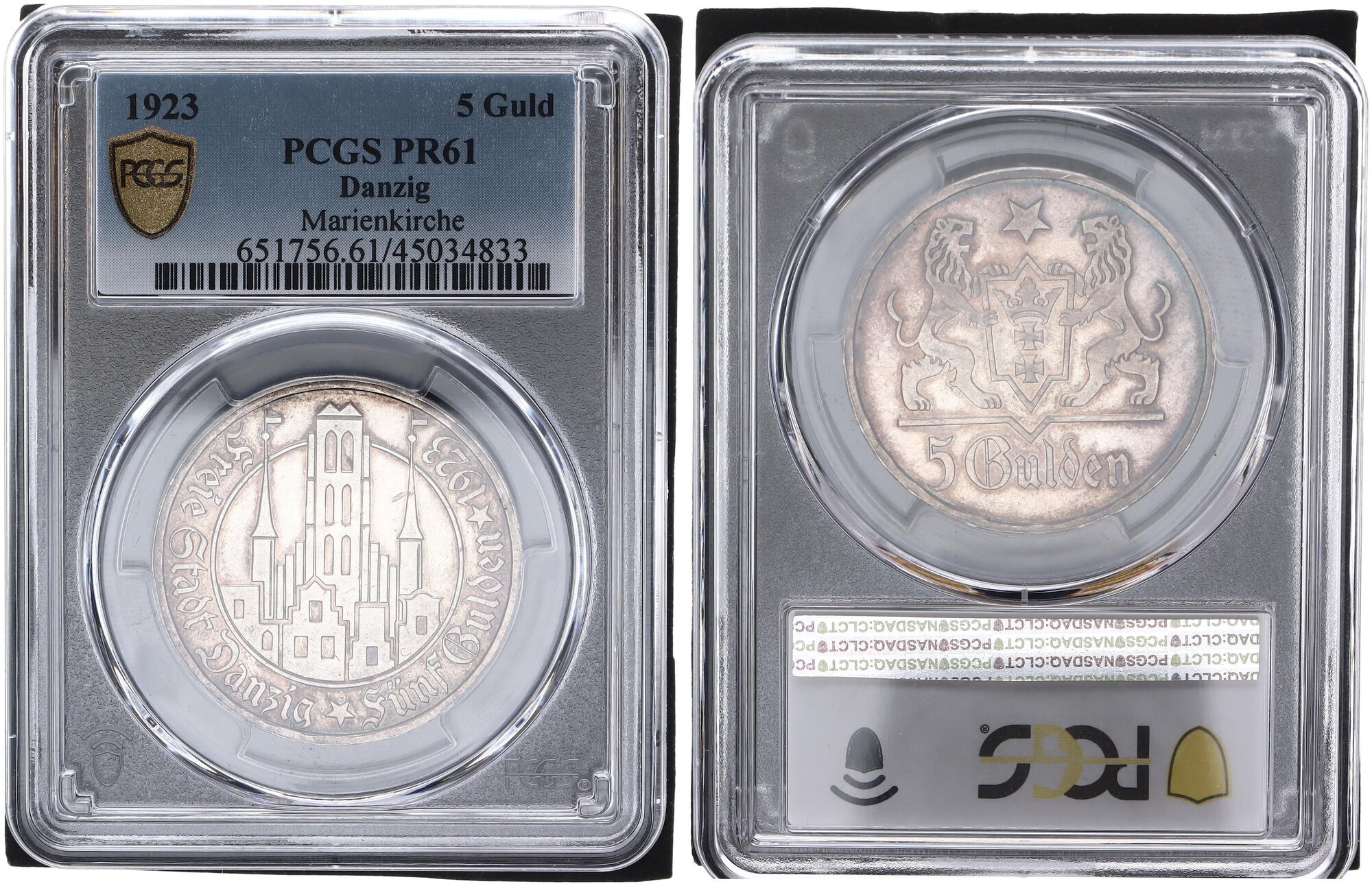 Danzig/Polen 5 Gulden 1923 Polierte Platte PCGS zertifiziert PCGS PR61 ...