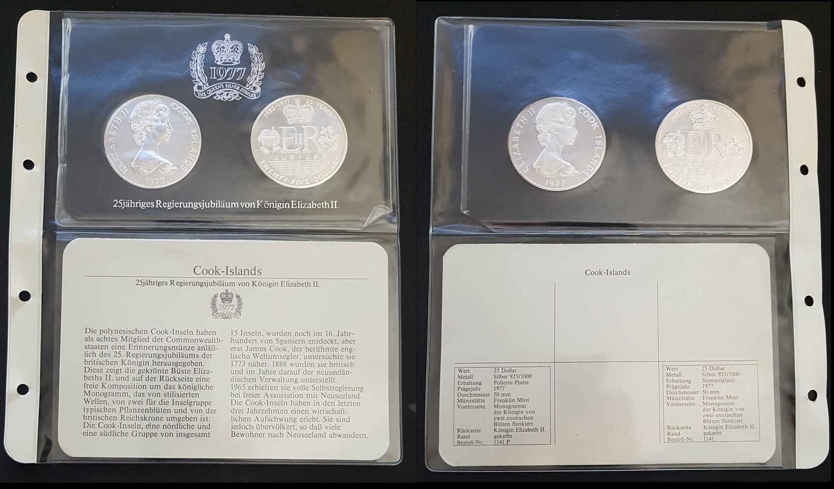 Cook Islands 2x 25 Dollars 1977 25 jähriges Regierungsjubiläum von ...
