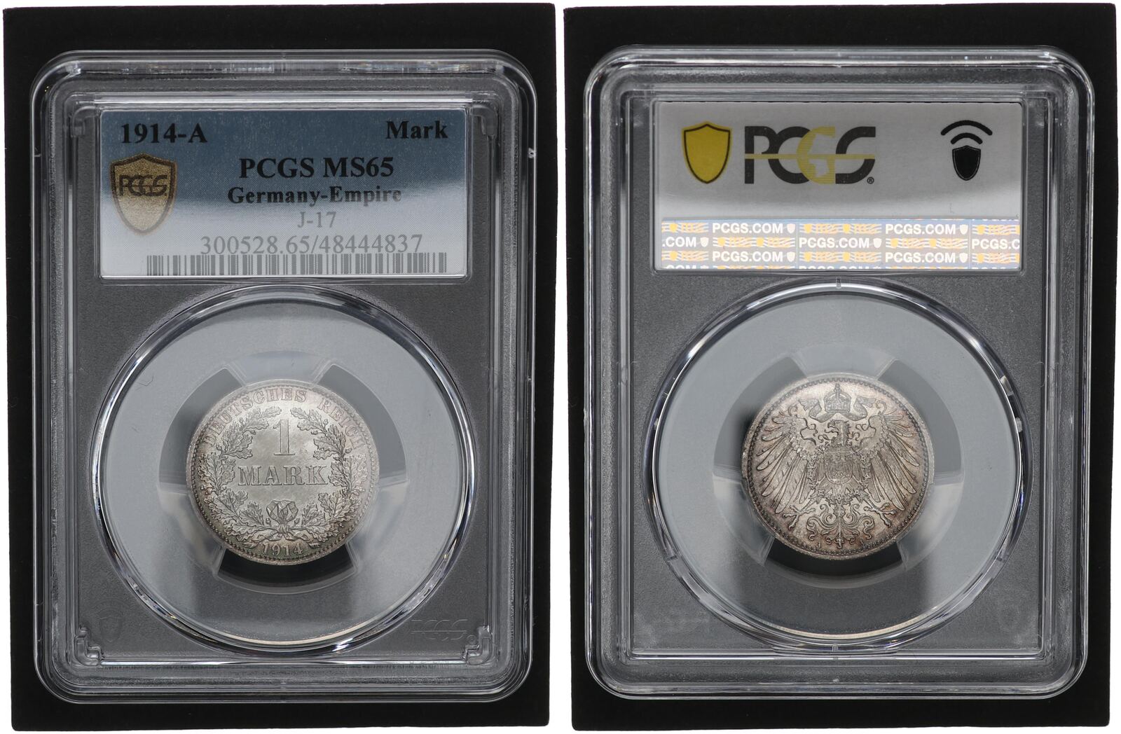 Deutsches Kaiserreich 1 Mark 1914 A Reichsmark J.17 Stempelglanz zertifiziert PCGS MS65 | MA-Shops