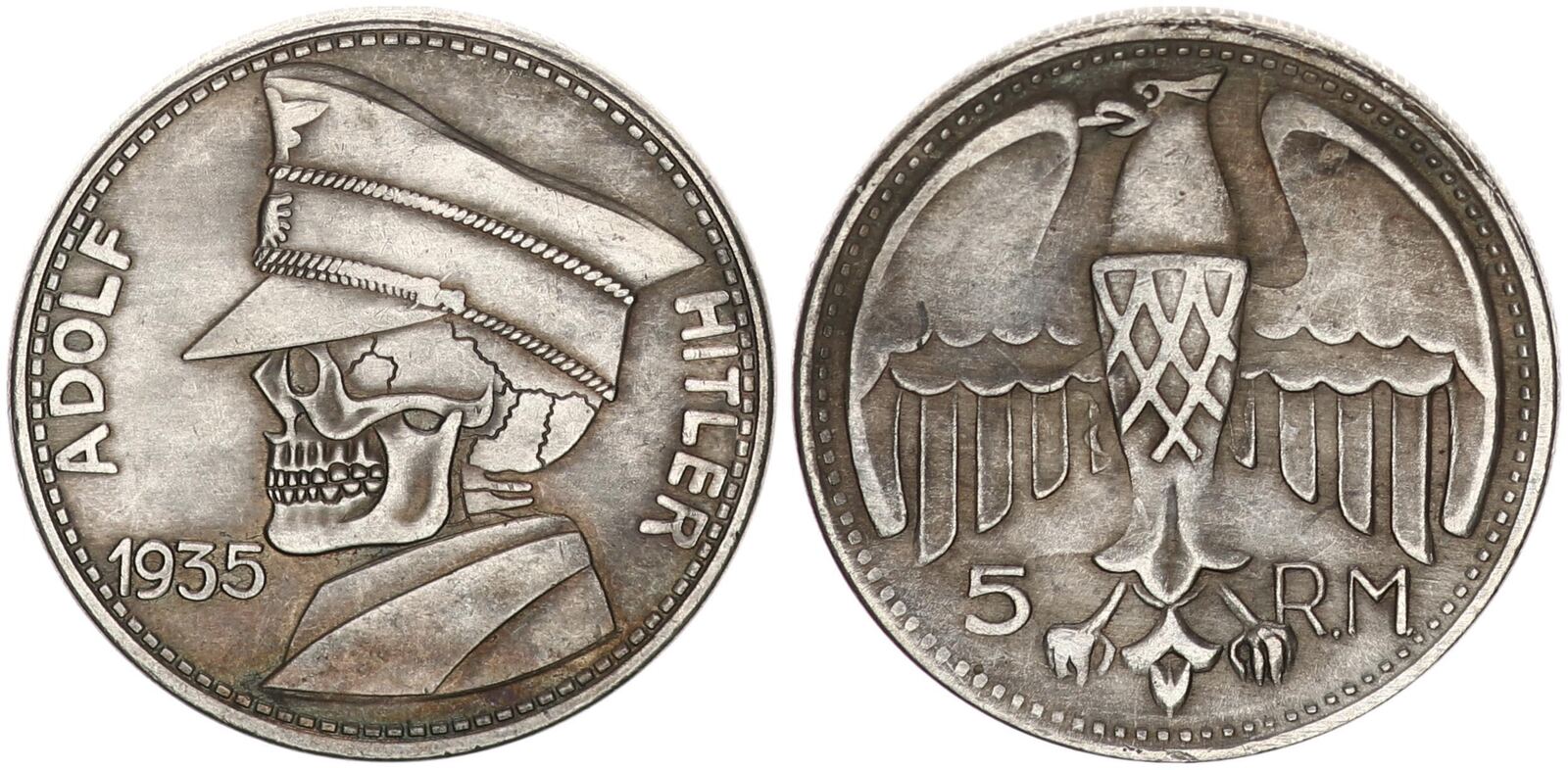 3.Reich Versilberte Medaille Adolf Hitler 1935 5 RM, spätere Prägung ...