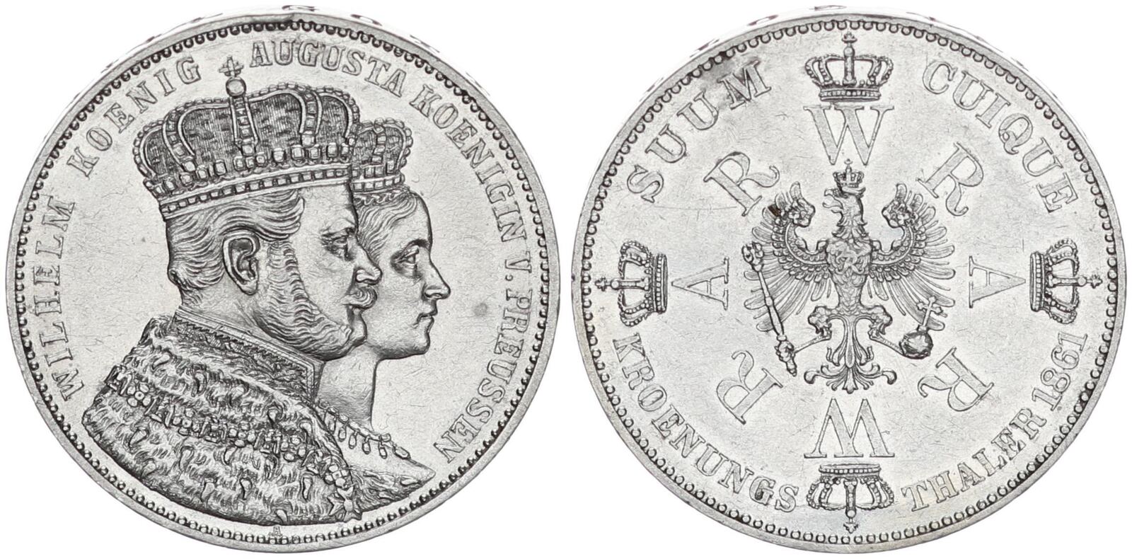 Taler Krönungstaler Preußen Krönungstaler 1861 - Wilhelm I. und Augusta ...