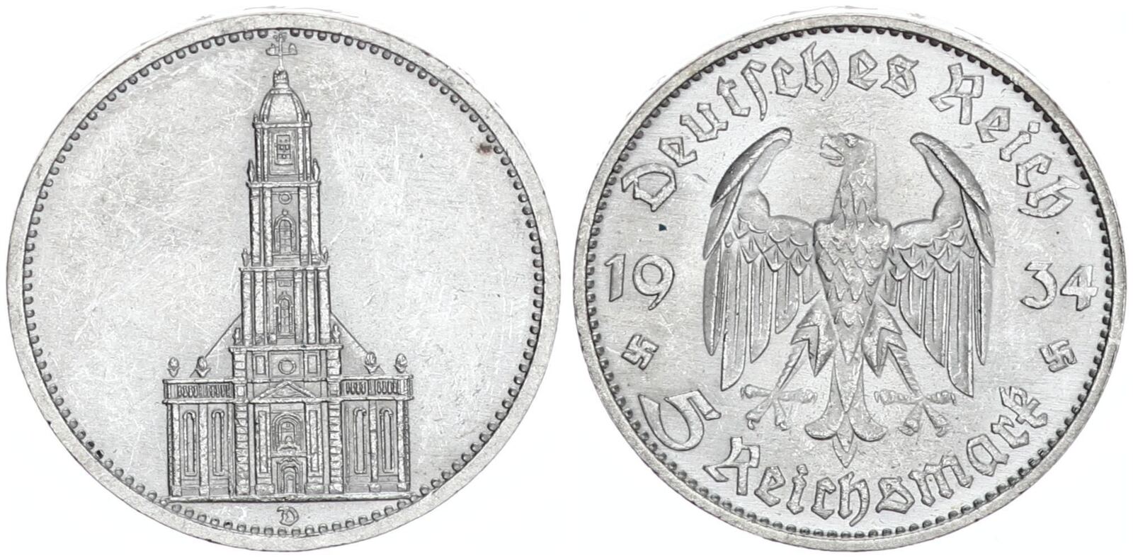 Drittes Reich - Deutschland 5 Mark 1934 D 3. Reich 5 Reichsmark ...