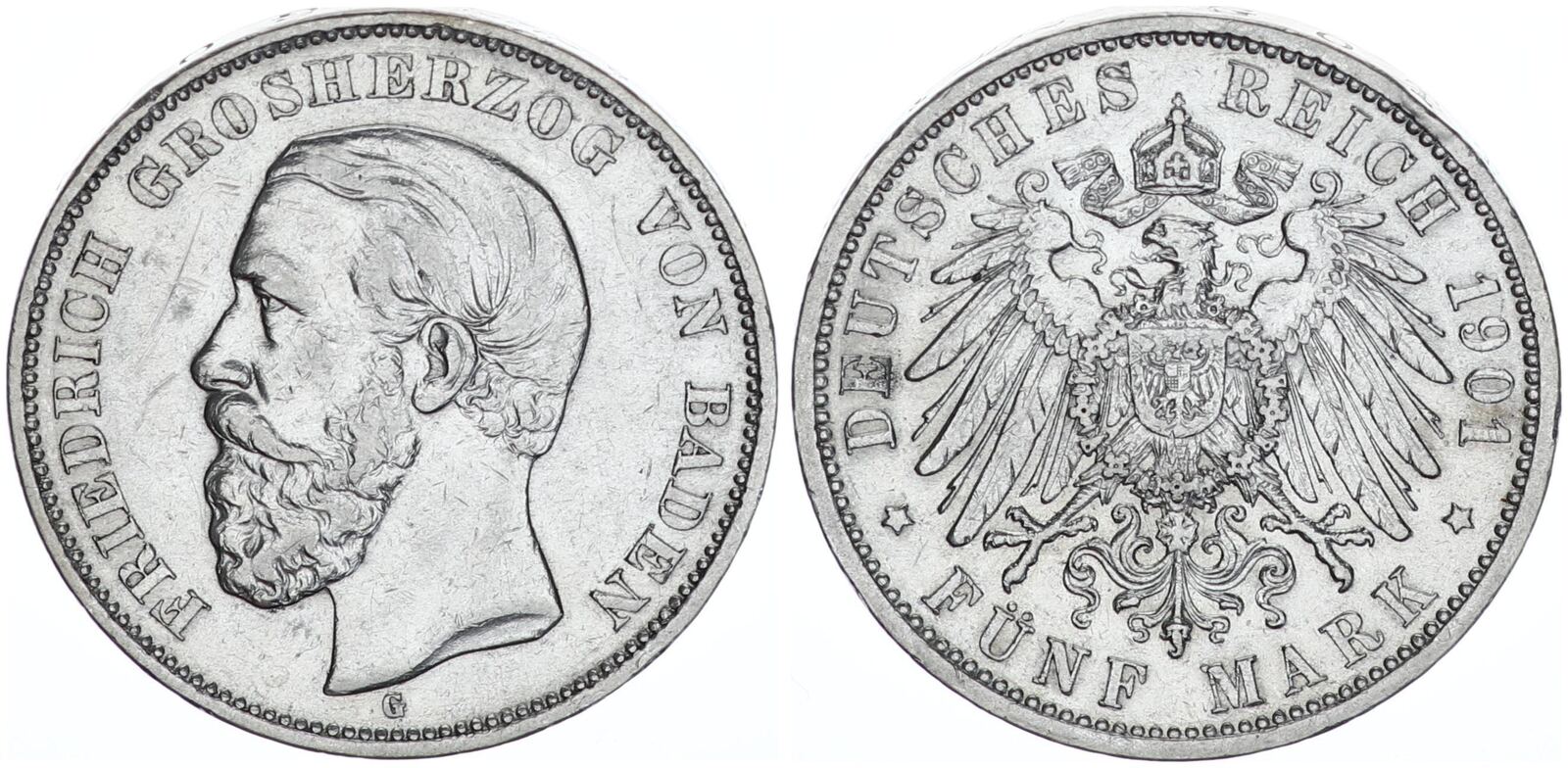 Baden - Deutsches Kaiserreich 5 Mark 1901 G Großherzogtum - 5 ...