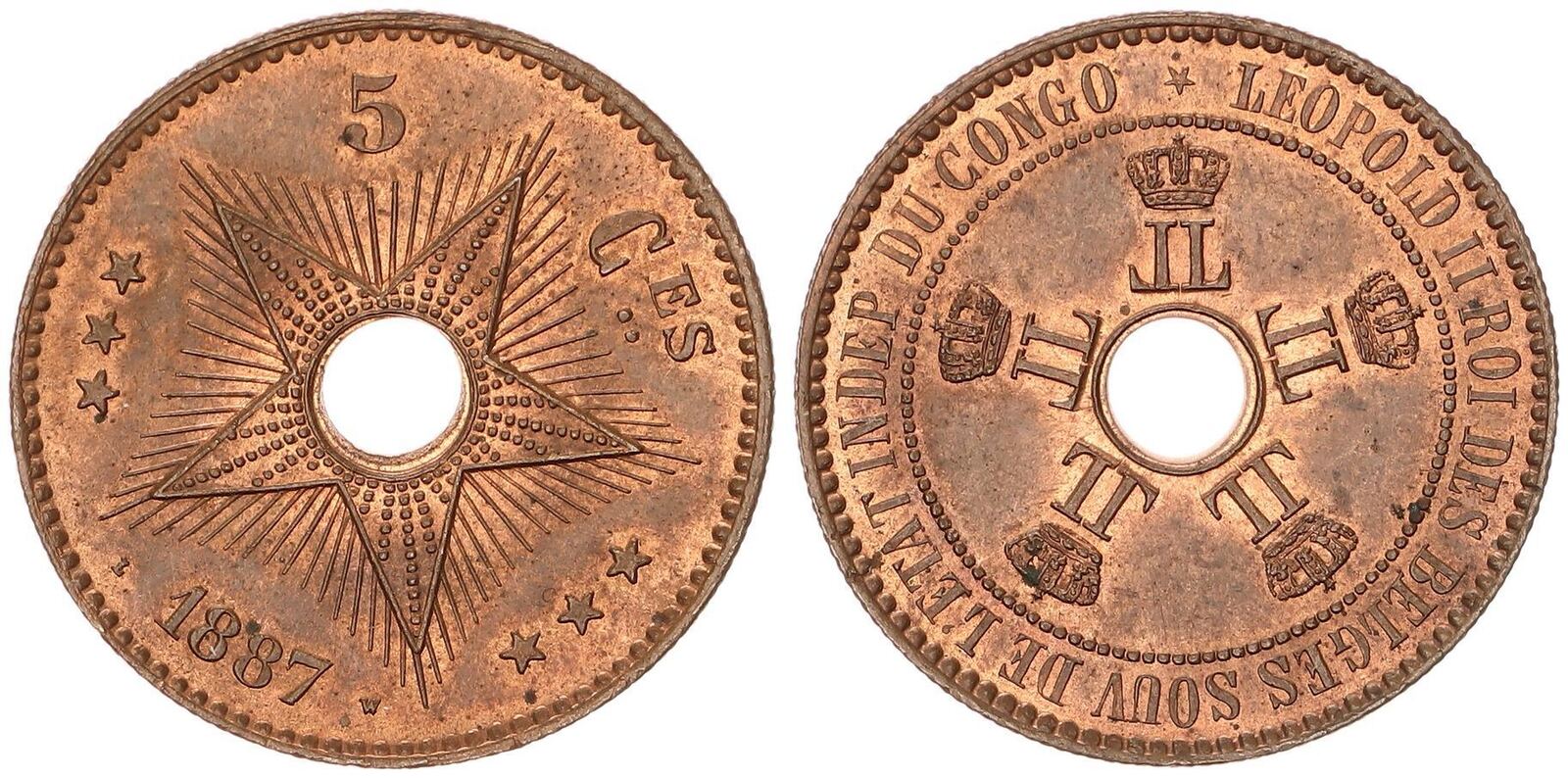 Belgisch Kongo 5 Centimes 1887 CH UNC | MA-Shops