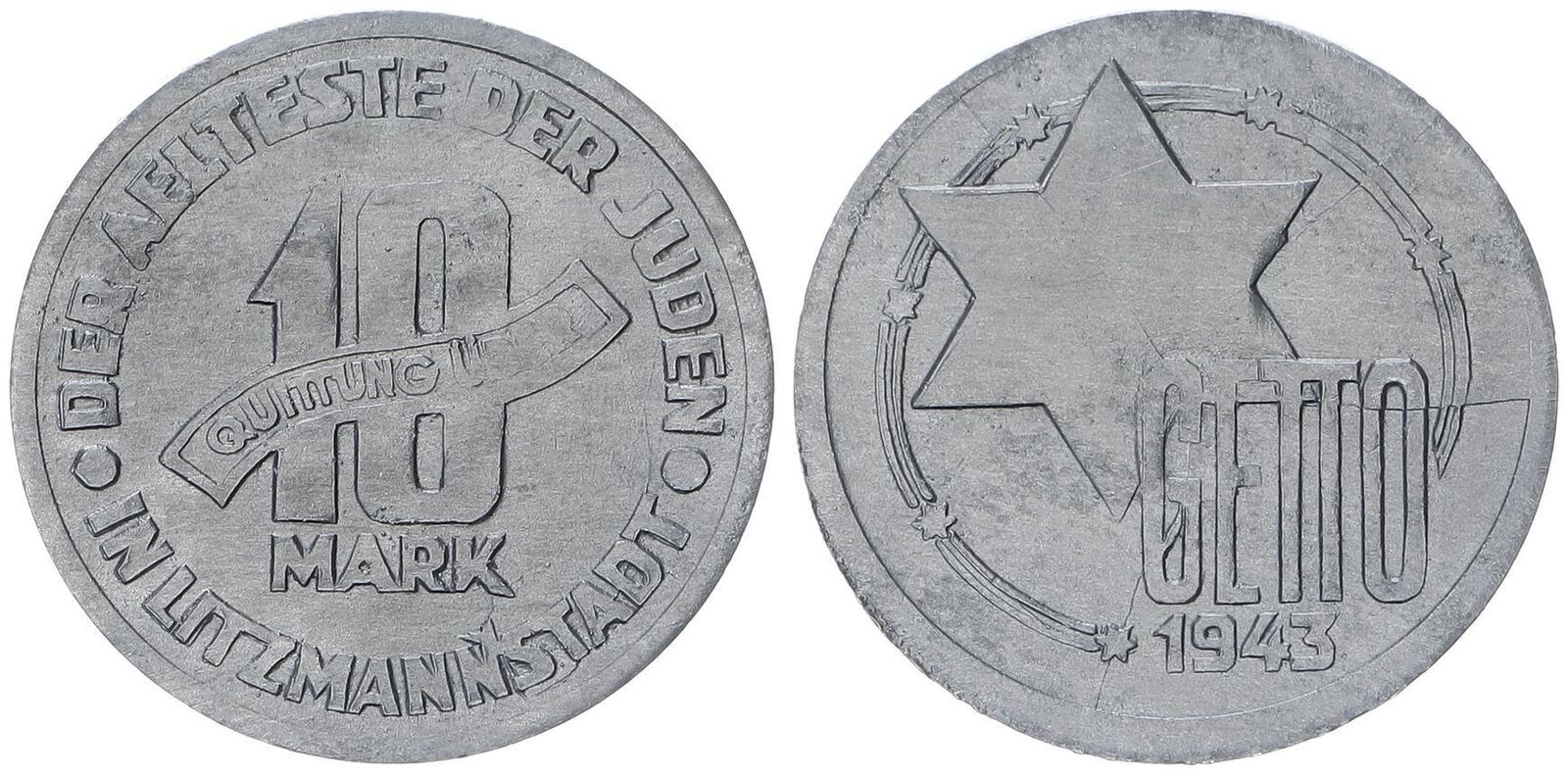 Deutschland / Polen / Getto Litzmannstadt 10 Mark (mit Echtheitszertifikat und Fachbuch ) 1943 ...