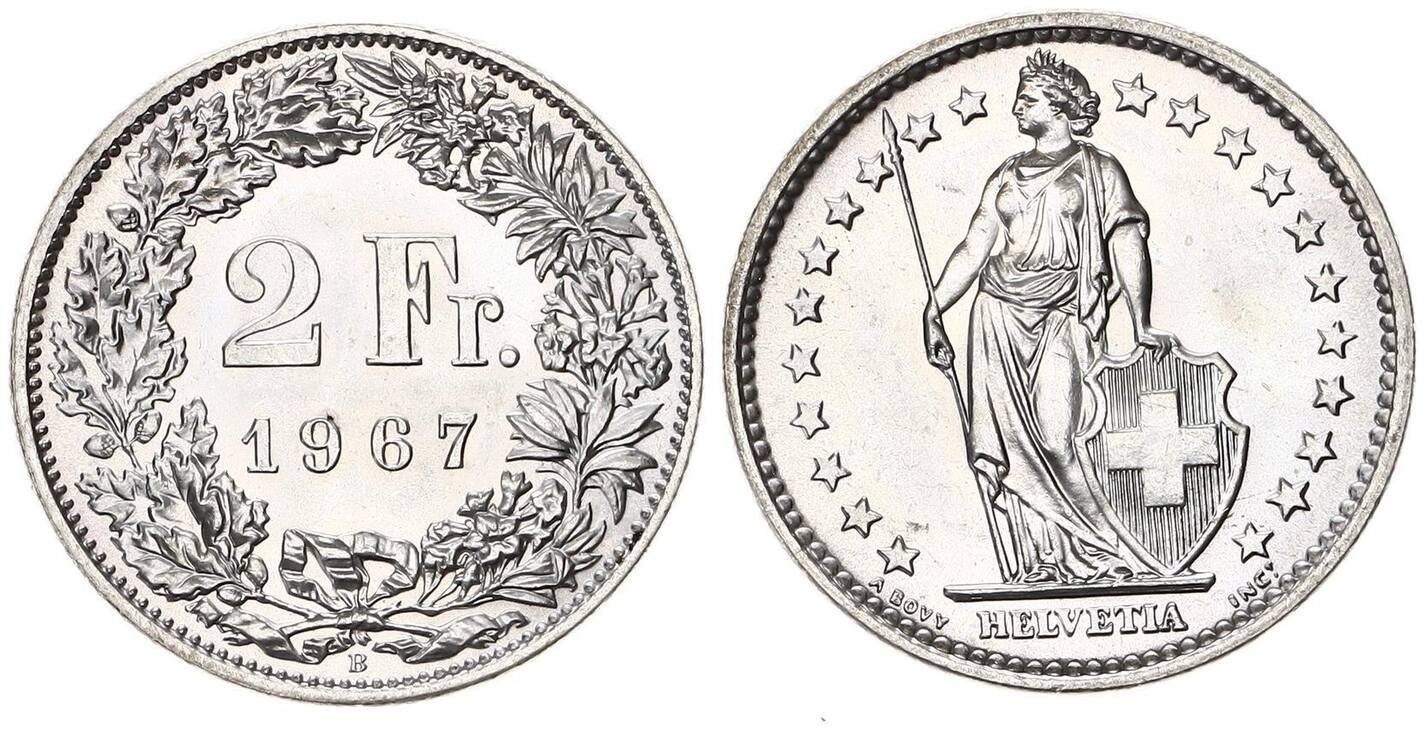 Schweiz 2 Franken 1967 B Silber BU | MA-Shops