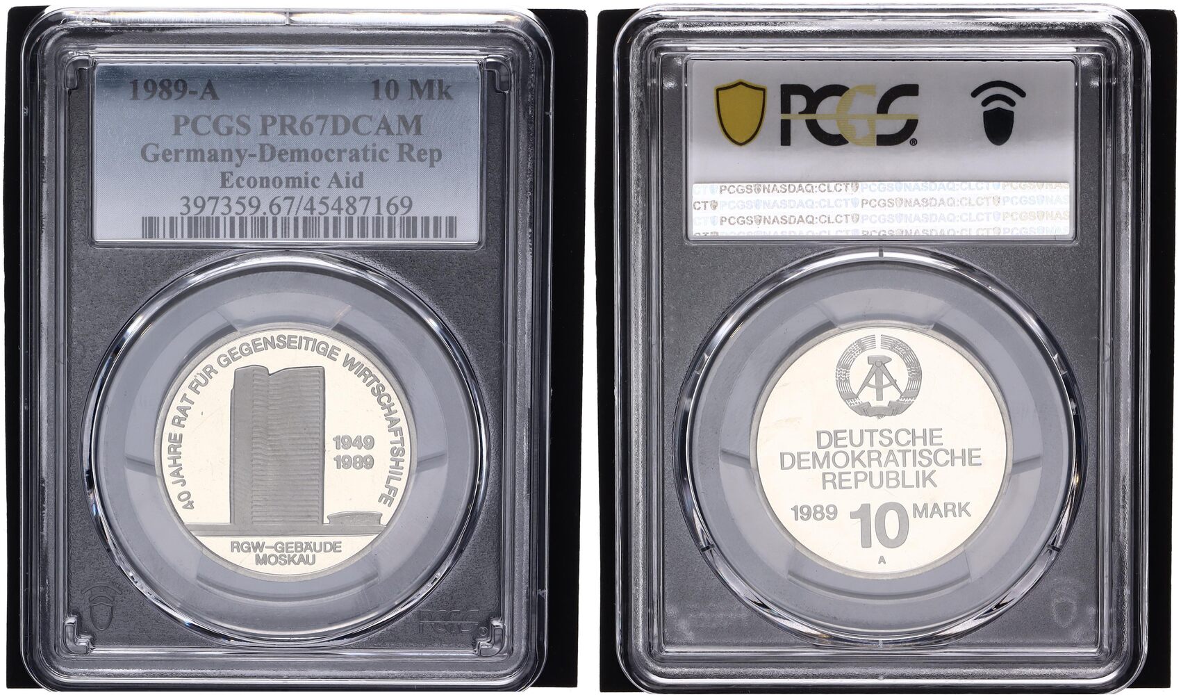 DDR 10 Mark 1989-A 40 Jahre Rat für Wirtschaftshilfe RGW Gebäude Moskau ...