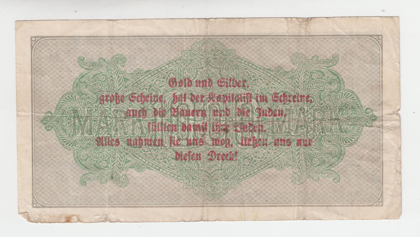 3. Reich / Judaika 1000 Mark Banknote - antisemitischer Aufdruck ...