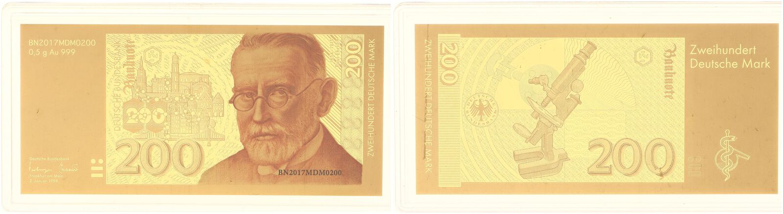 Deutschland BRD 200 Mark als 0,5g Goldbanknote Banknote in Gold * BU in ...
