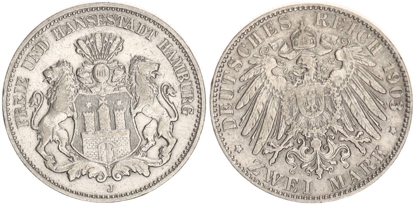 Hamburg 2 Mark 1903 J VF | MA-Shops