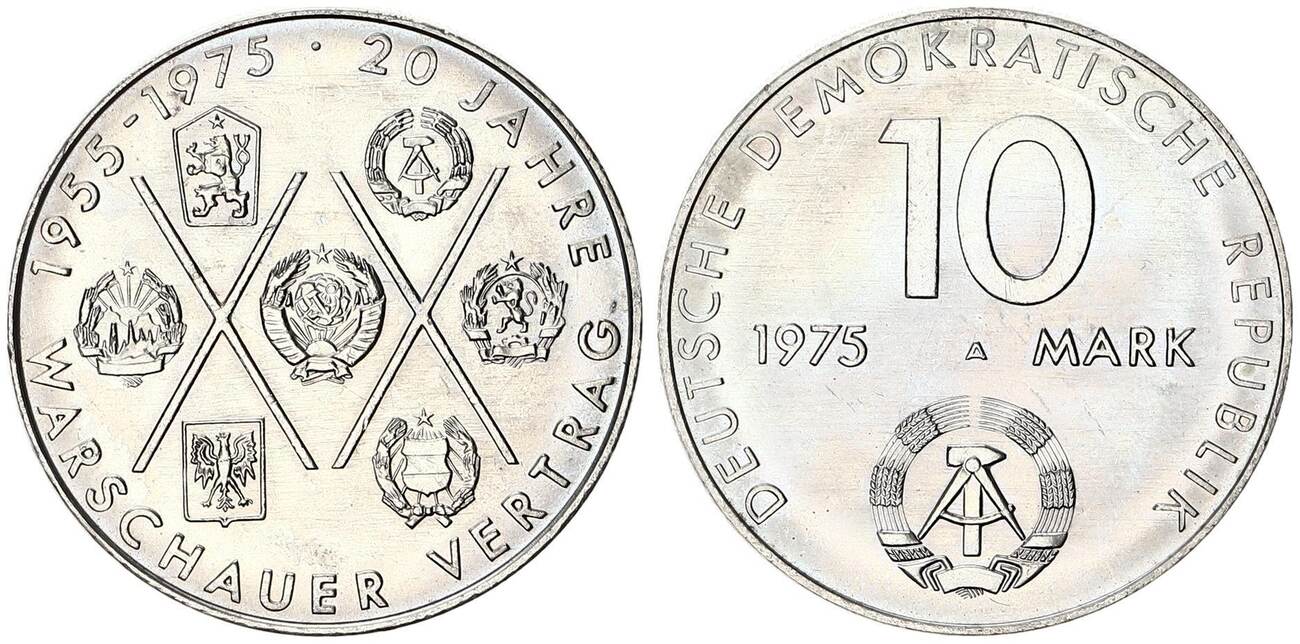 Deutschland / DDR 10 Mark 1975 20 Jahre Warschauer Vertrag BU | MA-Shops