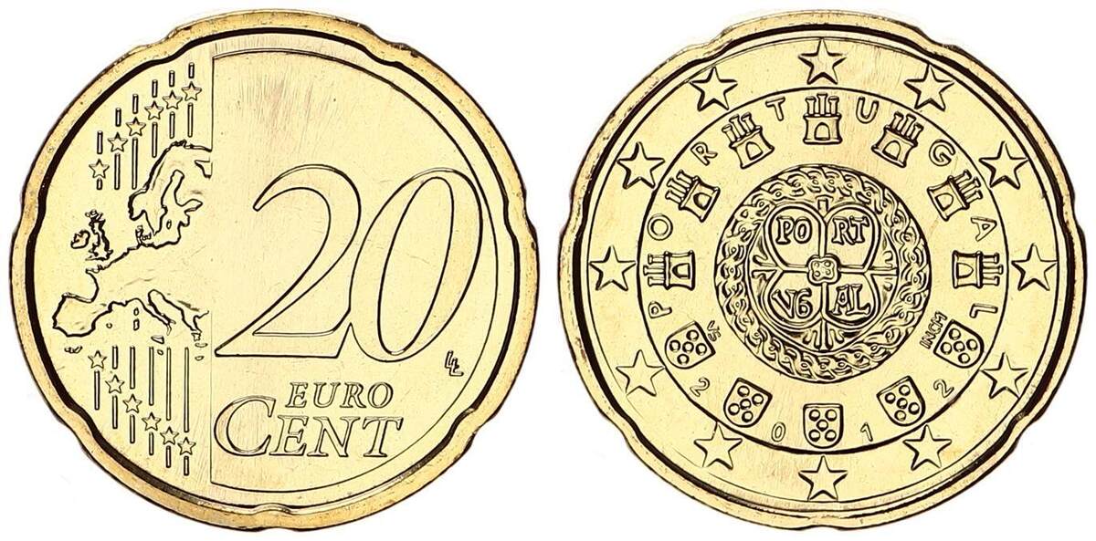 Portugal 20 Cent 2012 Kursmünze UNC | MA-Shops