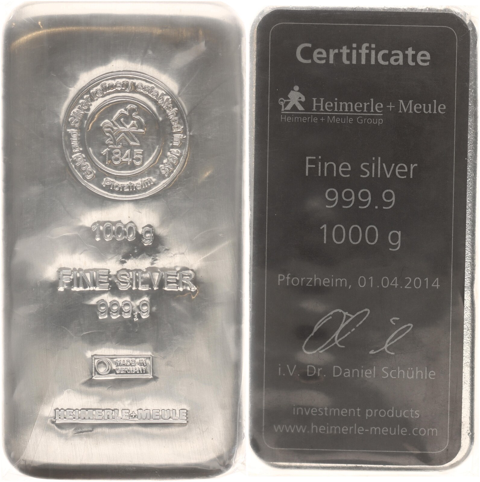 BRD Silberbarren 2014 Heimerle + Meule BU eingeschweißt | MA-Shops