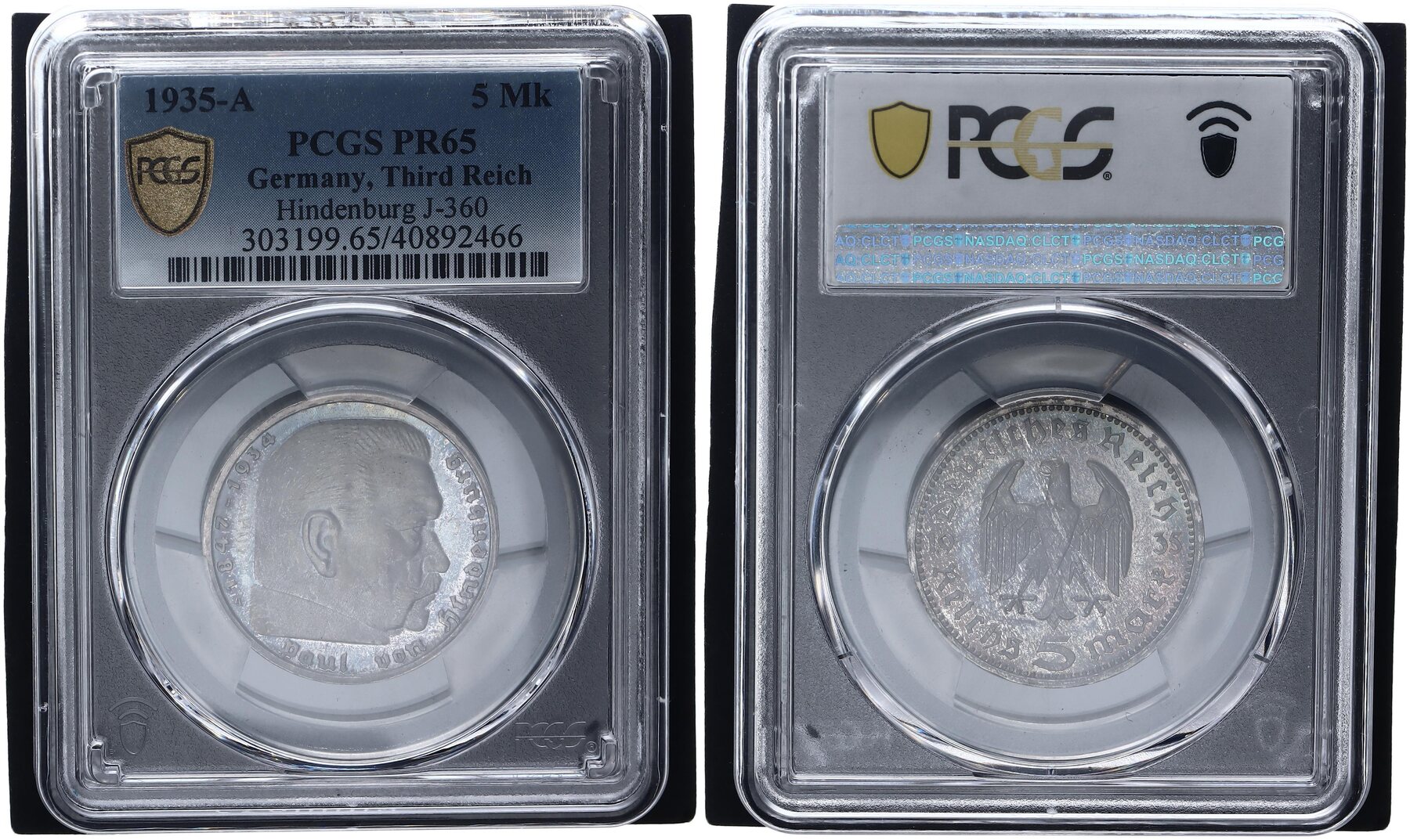 Germany, 3. Reich 5 Mark 1935-A Paul von Hindenburg PCGS PR65 Polierte ...