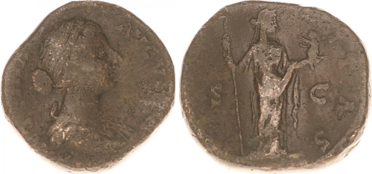Antike / Kaiserzeit 147-176 Faustina Filia (II) Sesterz Fecunditas n.r. stehend F-VF | MA-Shops