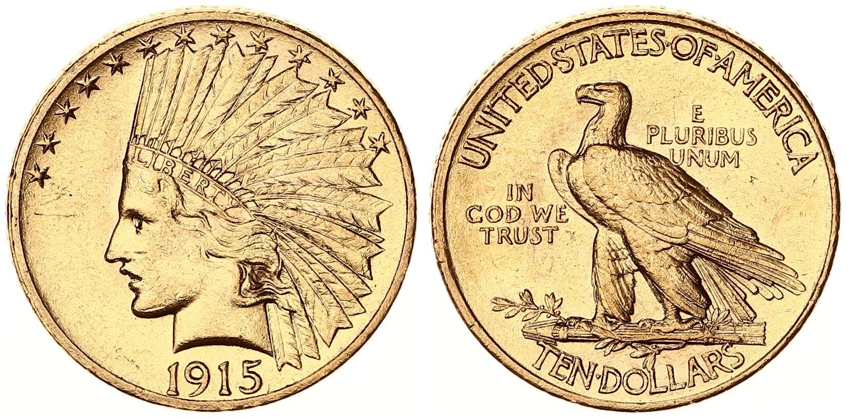 USA 10 Dollar 1915 Gold - Indian Head (1907-1933) UNC- | MA-Shops