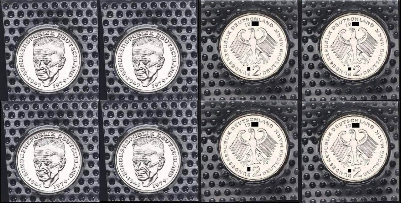 Deutschland 2 DM 1985 DFGJ J.424 Schumacher komplett 4 Münzen BU in ...