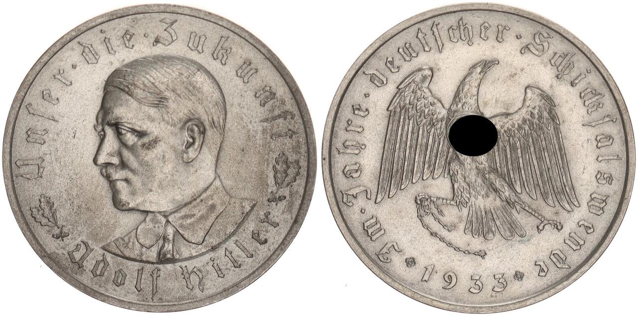 3.Reich, Third Reich Silber Medaille 1933 Adolf Hitler Unser die ...