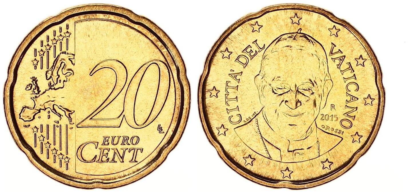 Vatikan 20 Cent 2015 Kursmünze Papst Franziskus UNC | MA-Shops